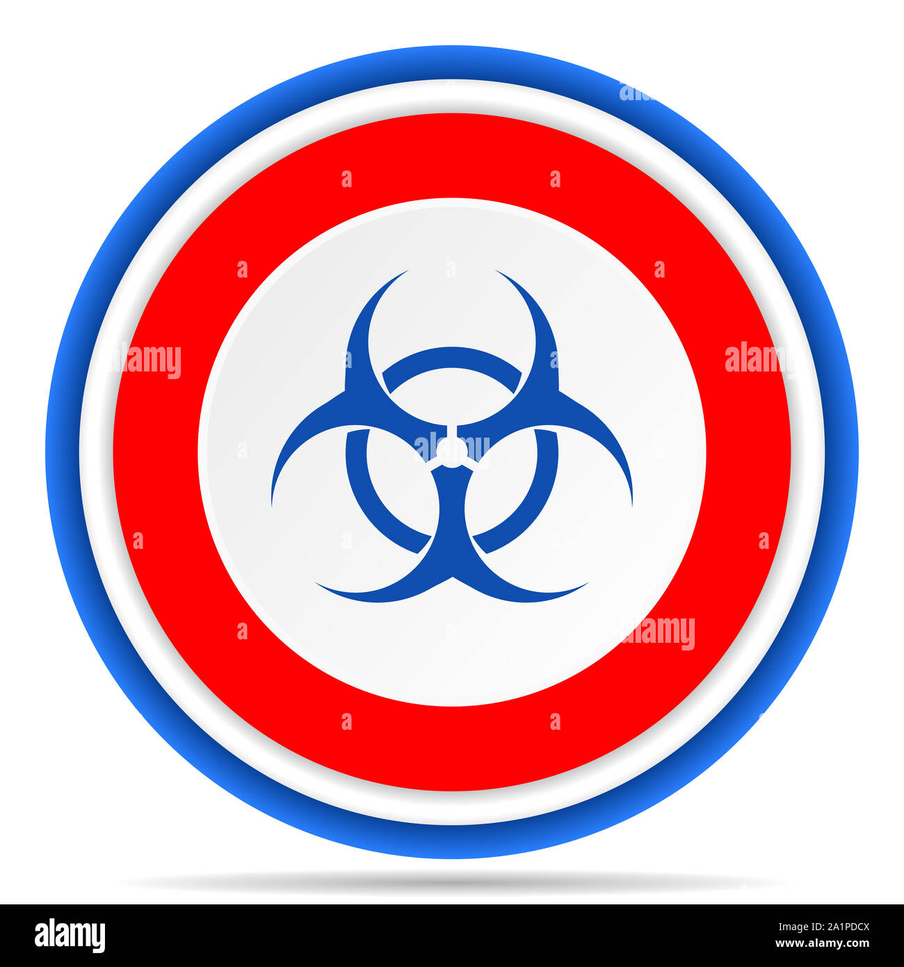Biohazard round icon, red, blue and white french design illustration ...