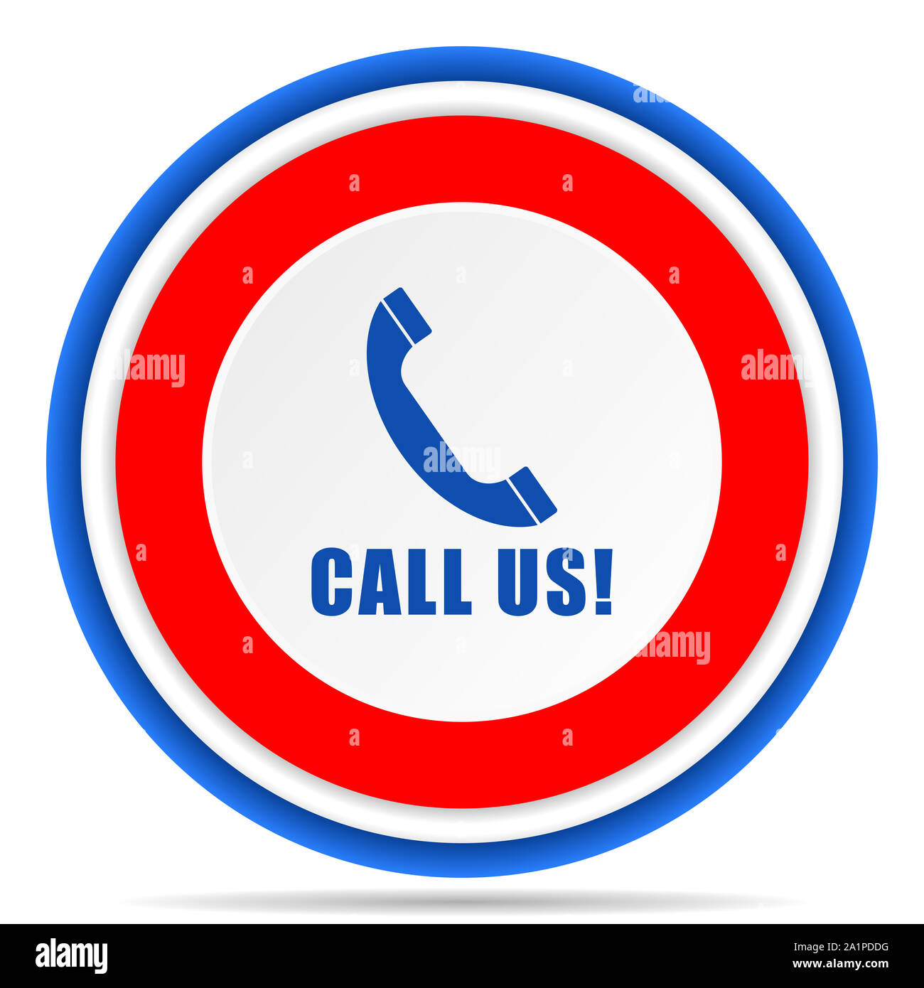 Call us round icon, red, blue and white french design illustration for ...