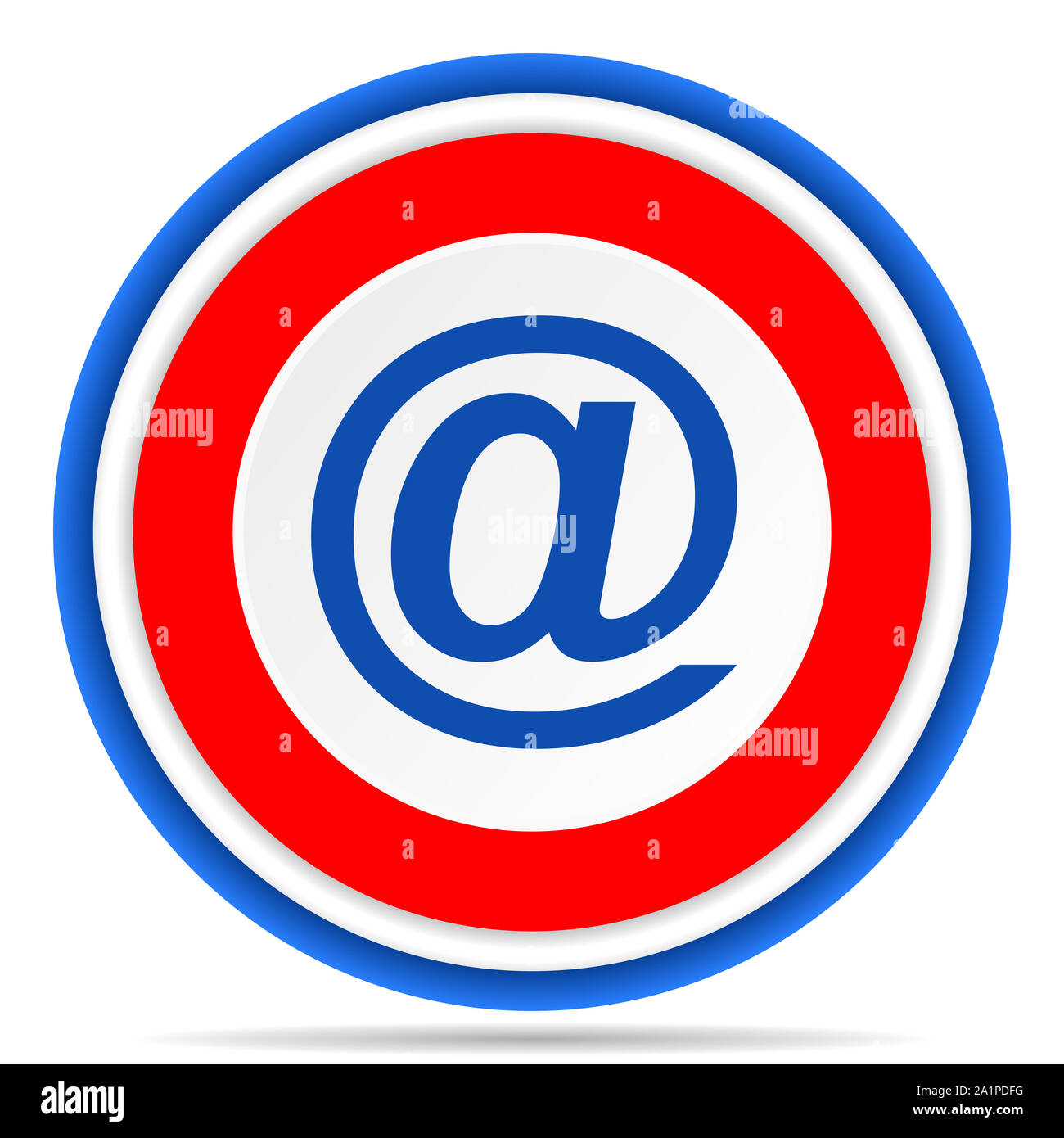 Email round icon, red, blue and white french design illustration for ...