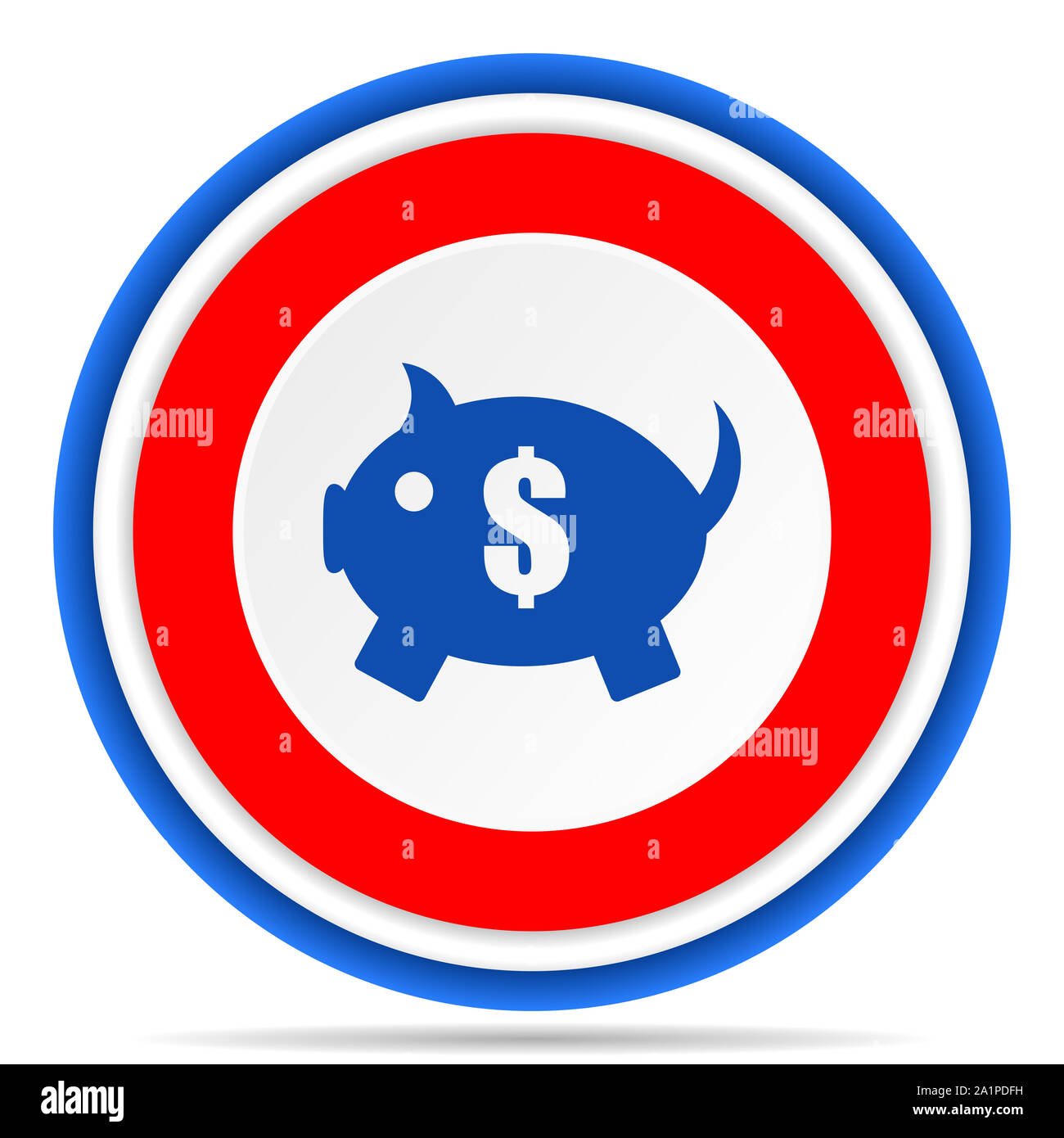 Piggy bank round icon, red, blue and white french design illustration ...