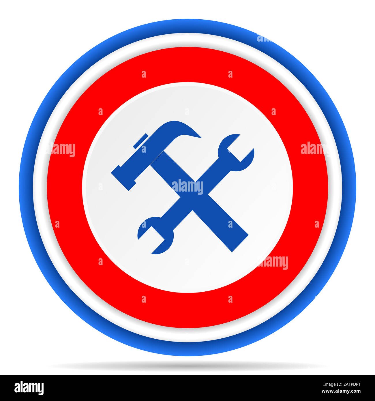 Tool round icon, red, blue and white french design illustration for web ...