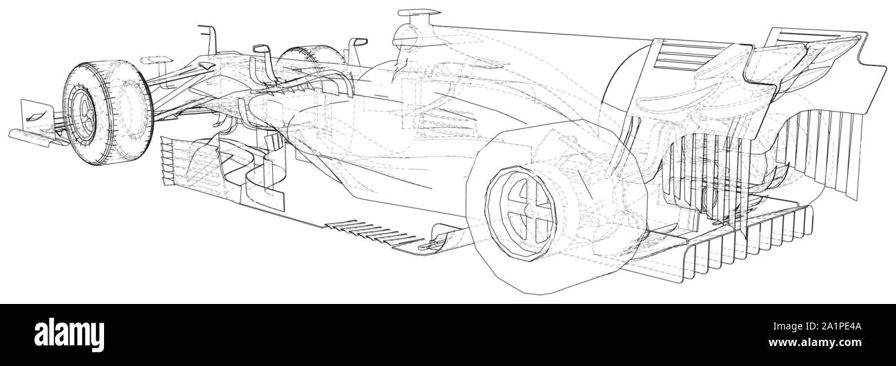 Racing car. Wire-frame. EPS10 format. Vector rendering of 3d Stock ...