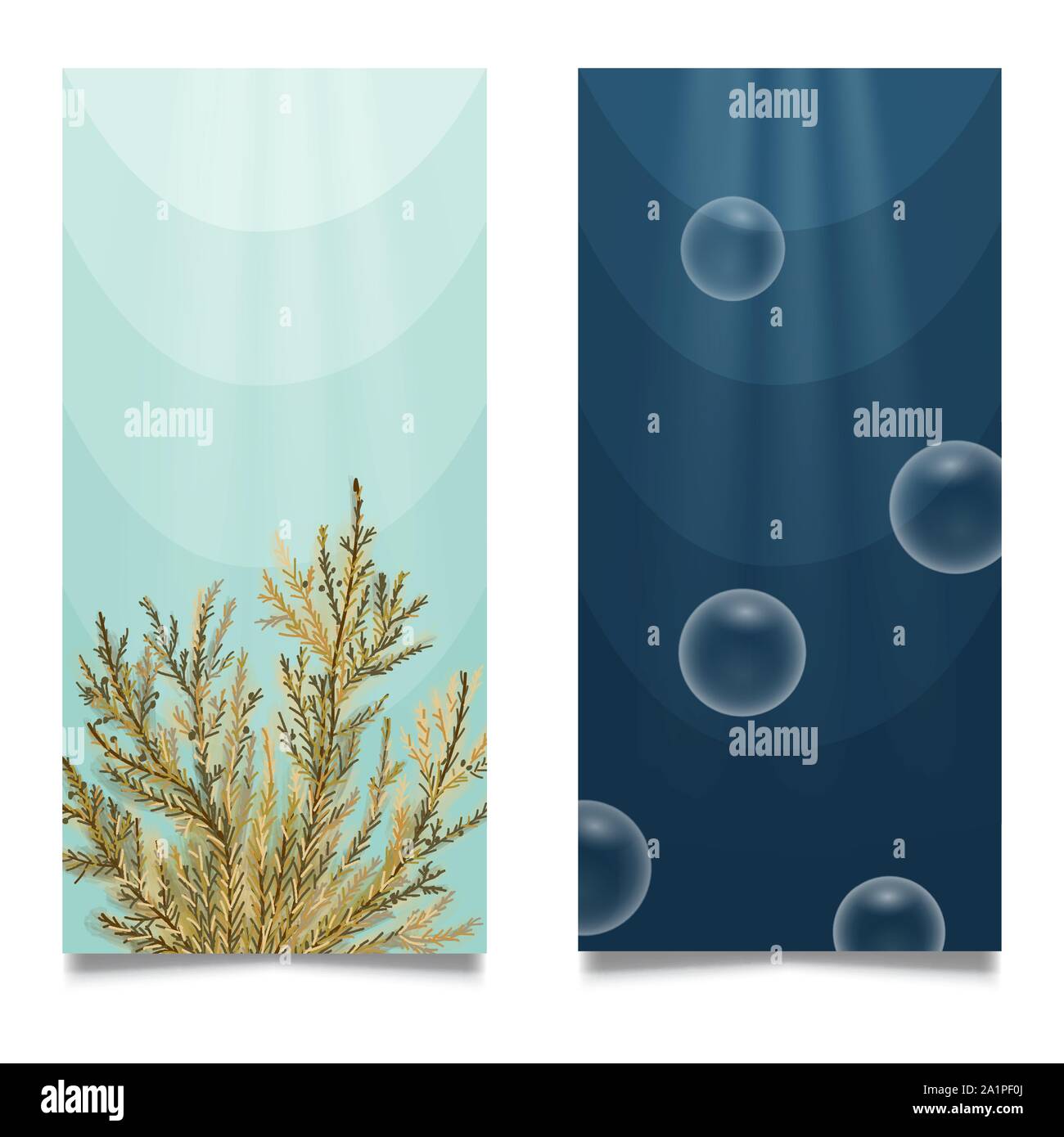 Underwater/undersea diving banner or poster set. Hand drawn vector ...