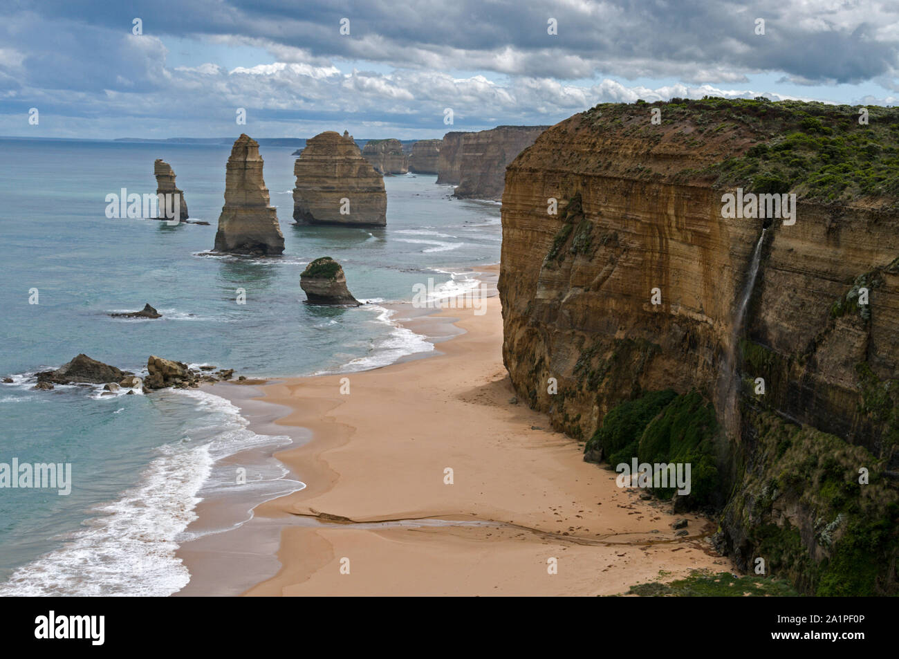 Some of the limestone stacks of the Twelve Apostles in the Southern ...