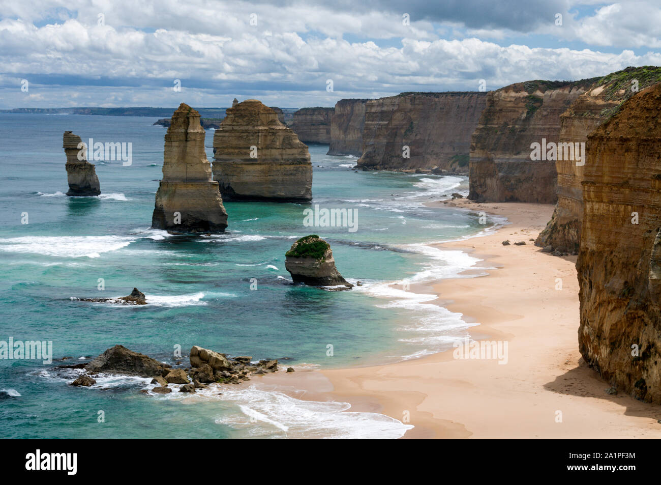 The limestone stacks of the Twelve Apostles near the Great Ocean Road ...