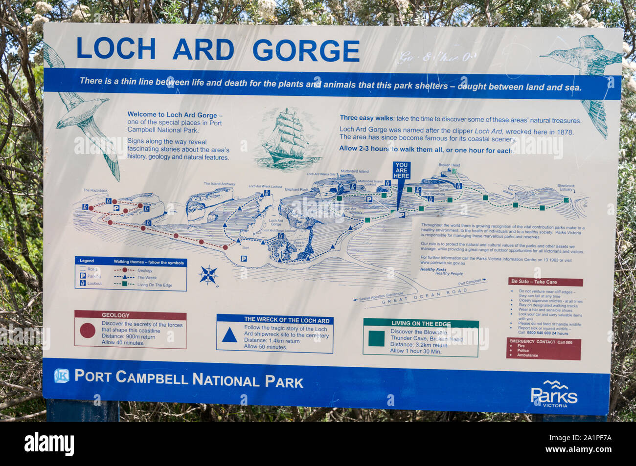 A visitor's display guide of the Loch Ard Gorge beside the Great Ocean ...