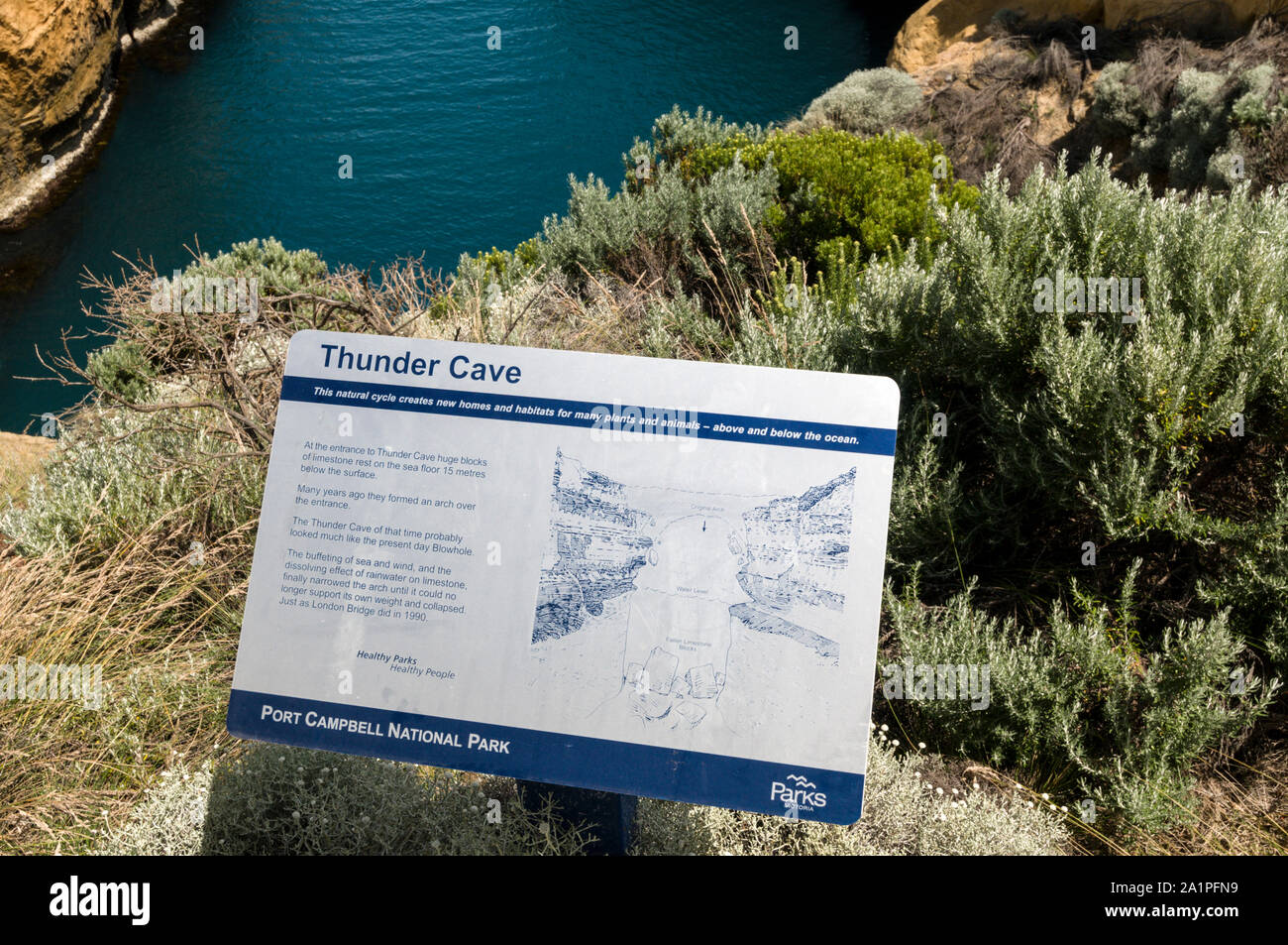 The limestone cliffs of Thunder Cave at the Loch Ard Gorge along the ...