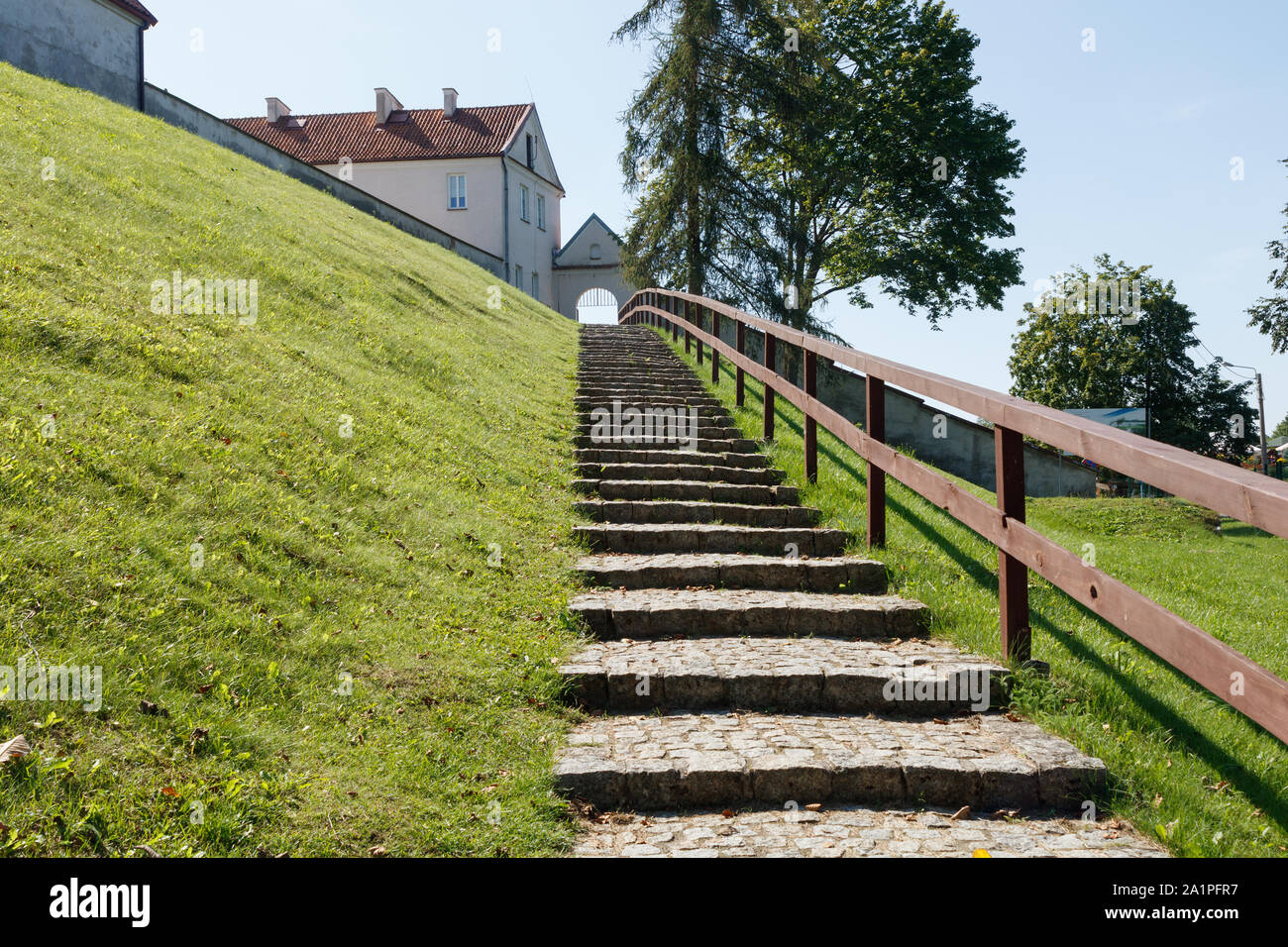 Stone staircase leading to the Catholic monastery on the hill Stock ...