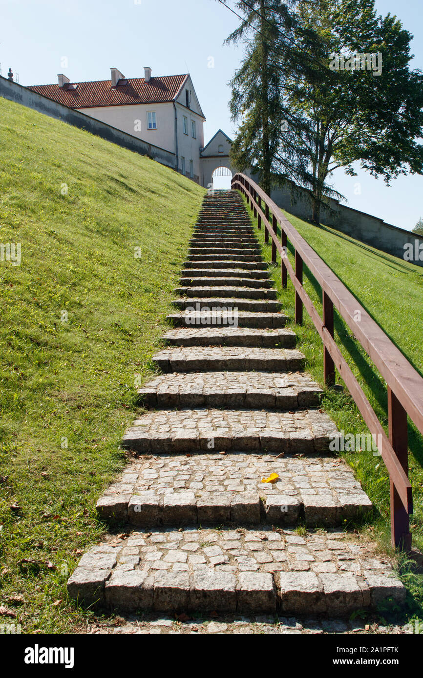 Stone staircase leading to the Catholic monastery on the hill Stock ...