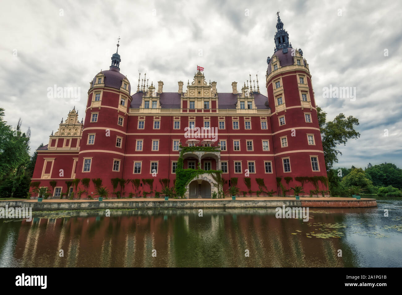 historic muskau castle of pueckler in saxony germany, unesco Stock ...