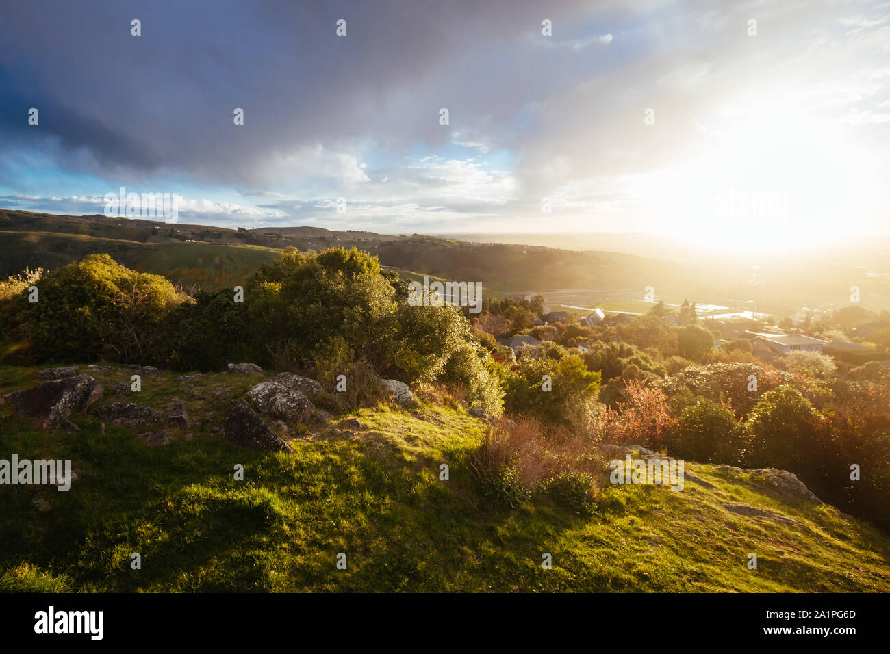 View over Christchurch from Cashmere Hill in New Zealand Stock Photo ...