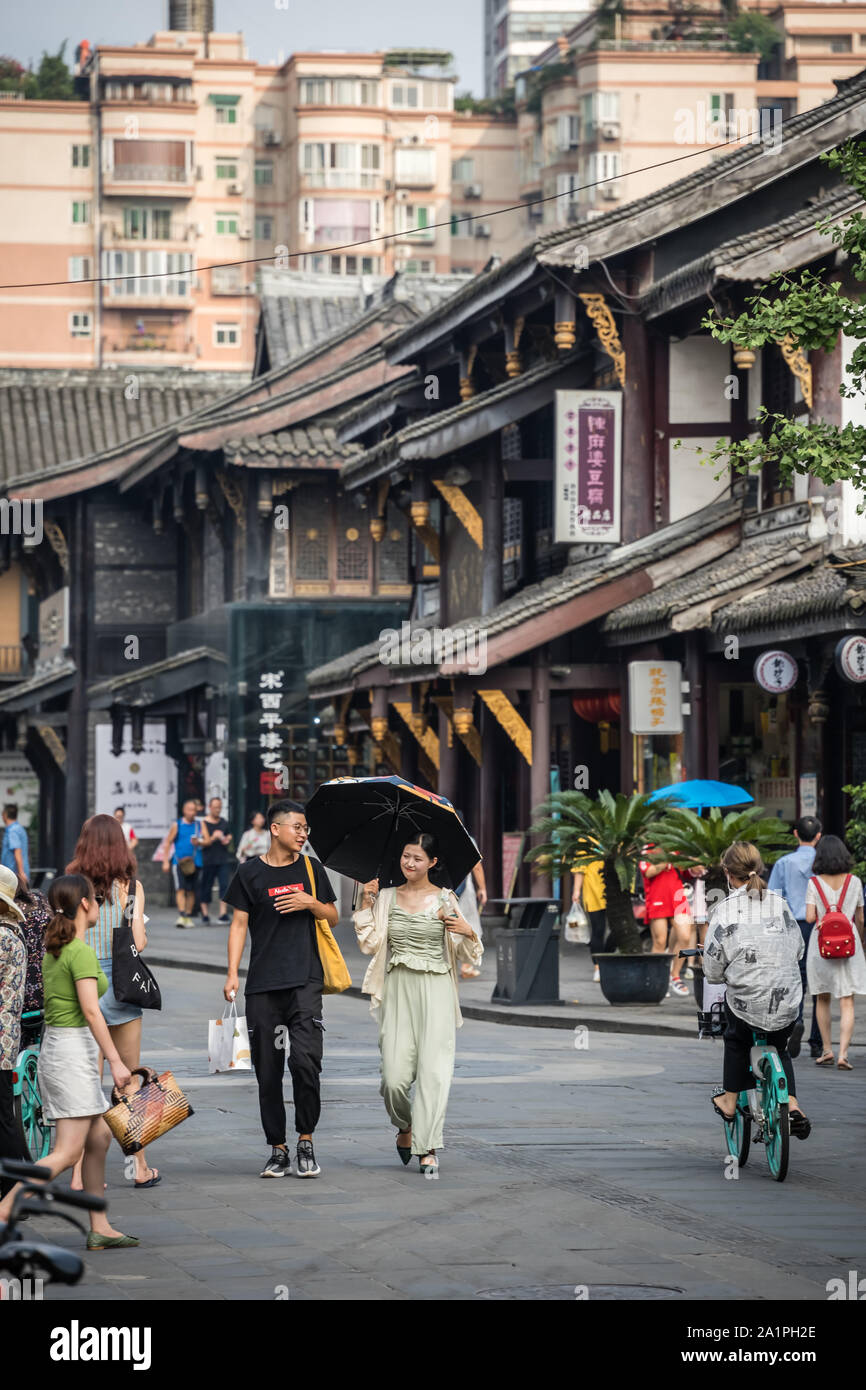 Chengdu, China - July 2019 : Street scene in the city of Chengdu in ...