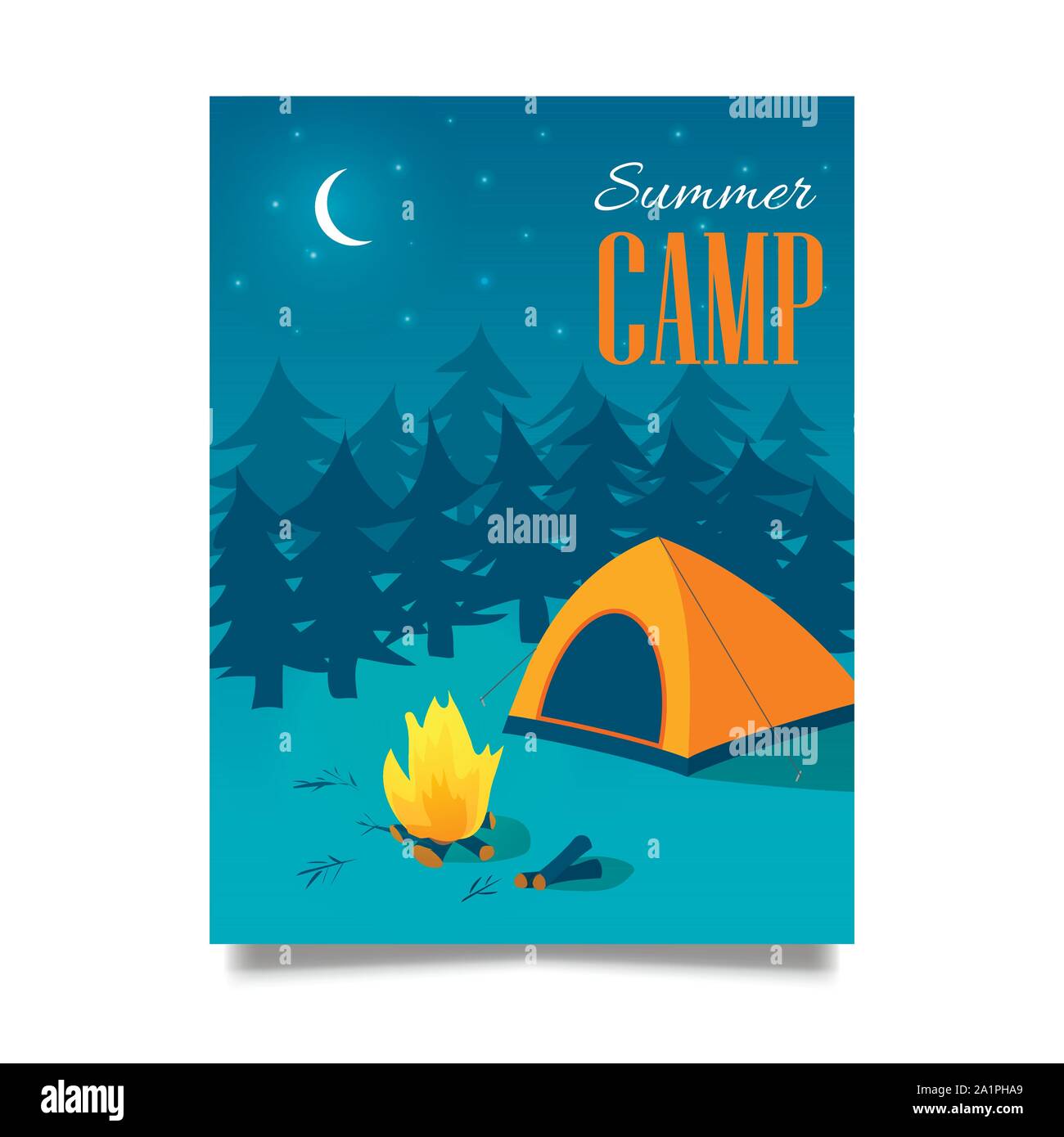 Summer camp vector hand drawn flyer or poster Stock Vector Image & Art ...