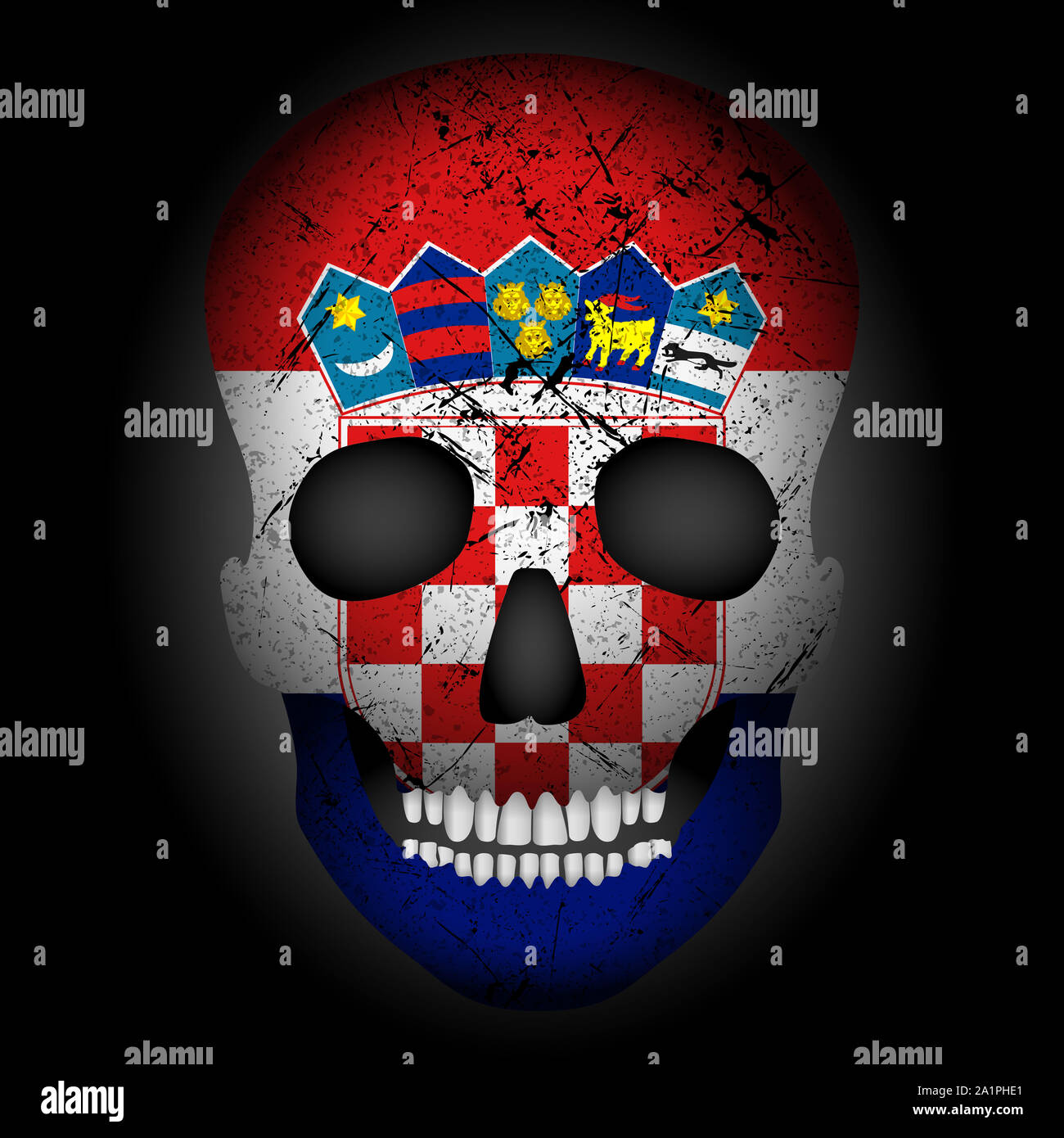 Skull flag Croatia on a black background. Vector illustration Stock ...