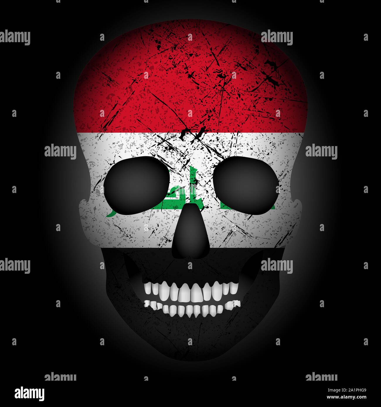 Skull flag Iraq on a black background. Vector illustration Stock Photo ...