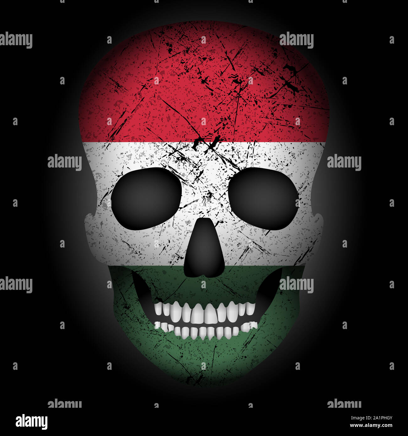 Skull flag Hungary on a black background. Vector illustration Stock Photo - Alamy