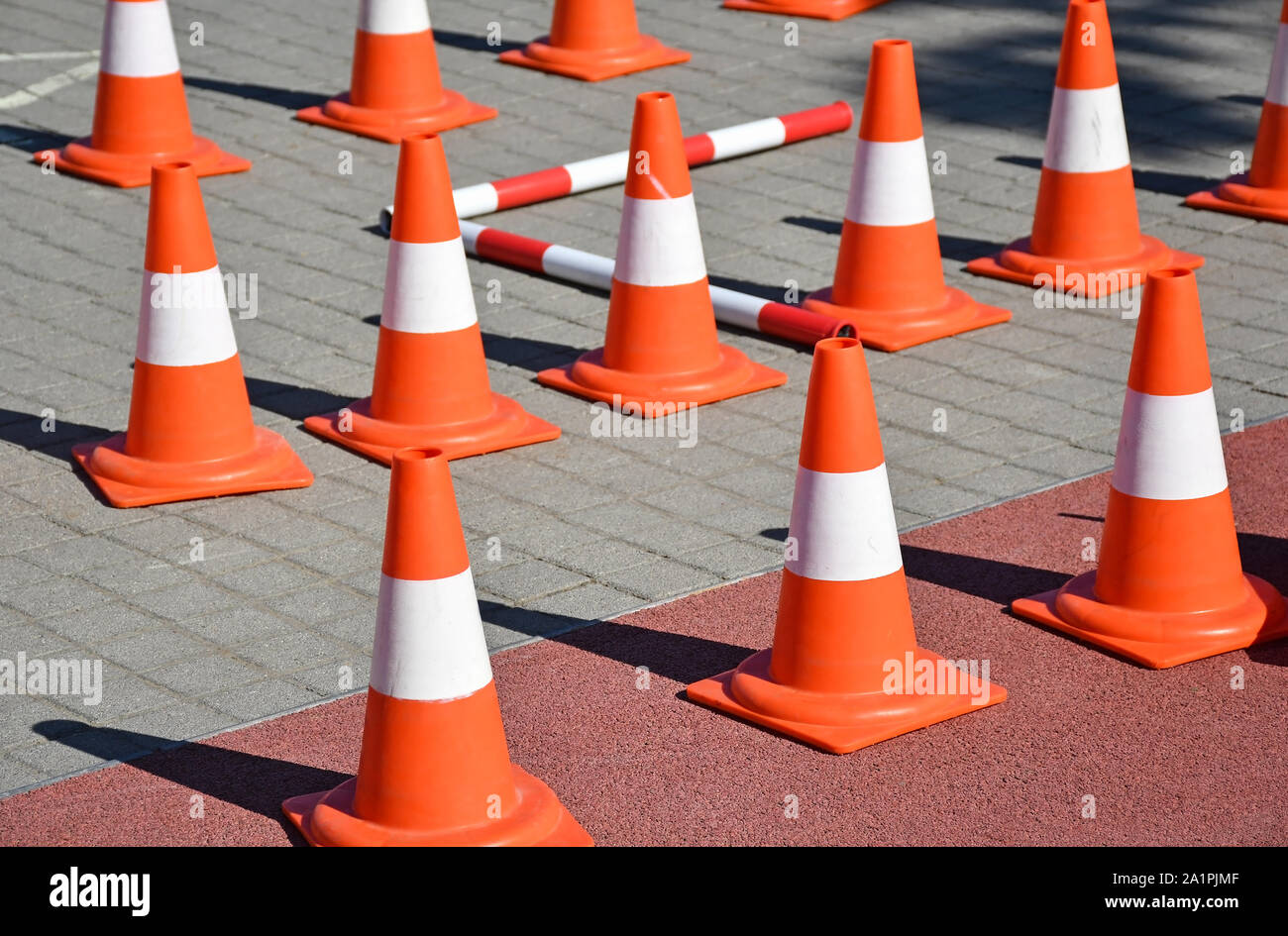 Traffic cones on the street Stock Photo - Alamy