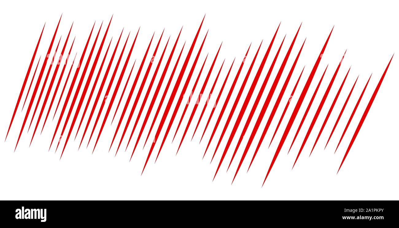 Red claw mark. Vertical scratches. Slit, incision dynamic lines. Tear ...