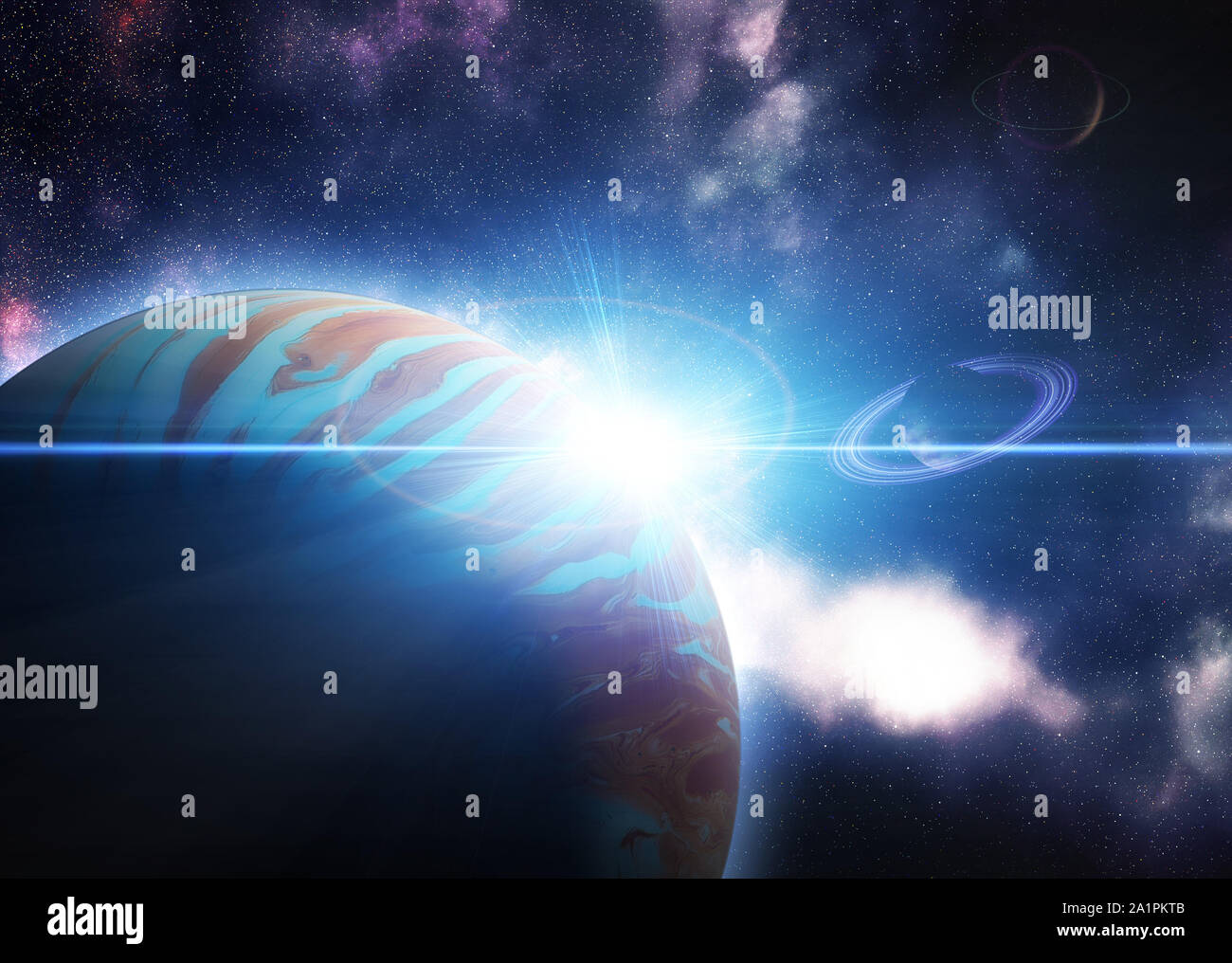 Abstract alien planet in outer space with stars, 3d illustration Stock ...