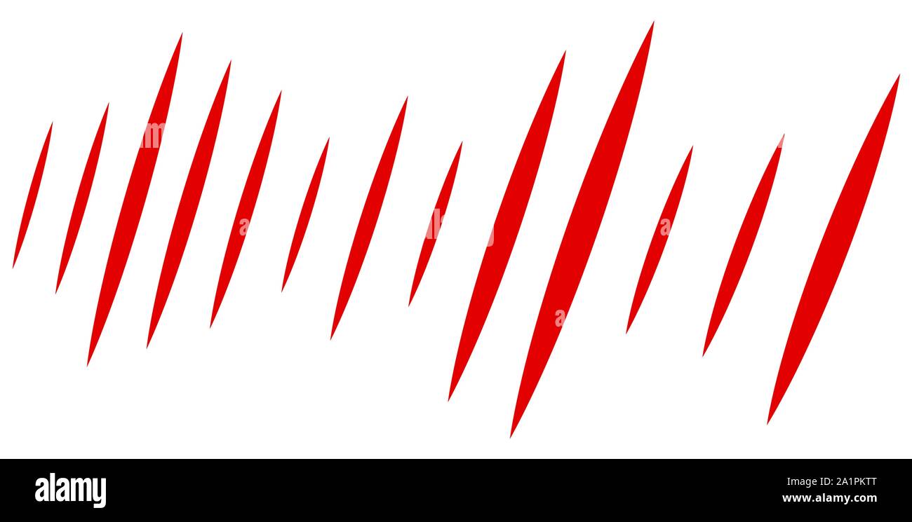 Red claw mark. Vertical scratches. Slit, incision dynamic lines. Tear ...