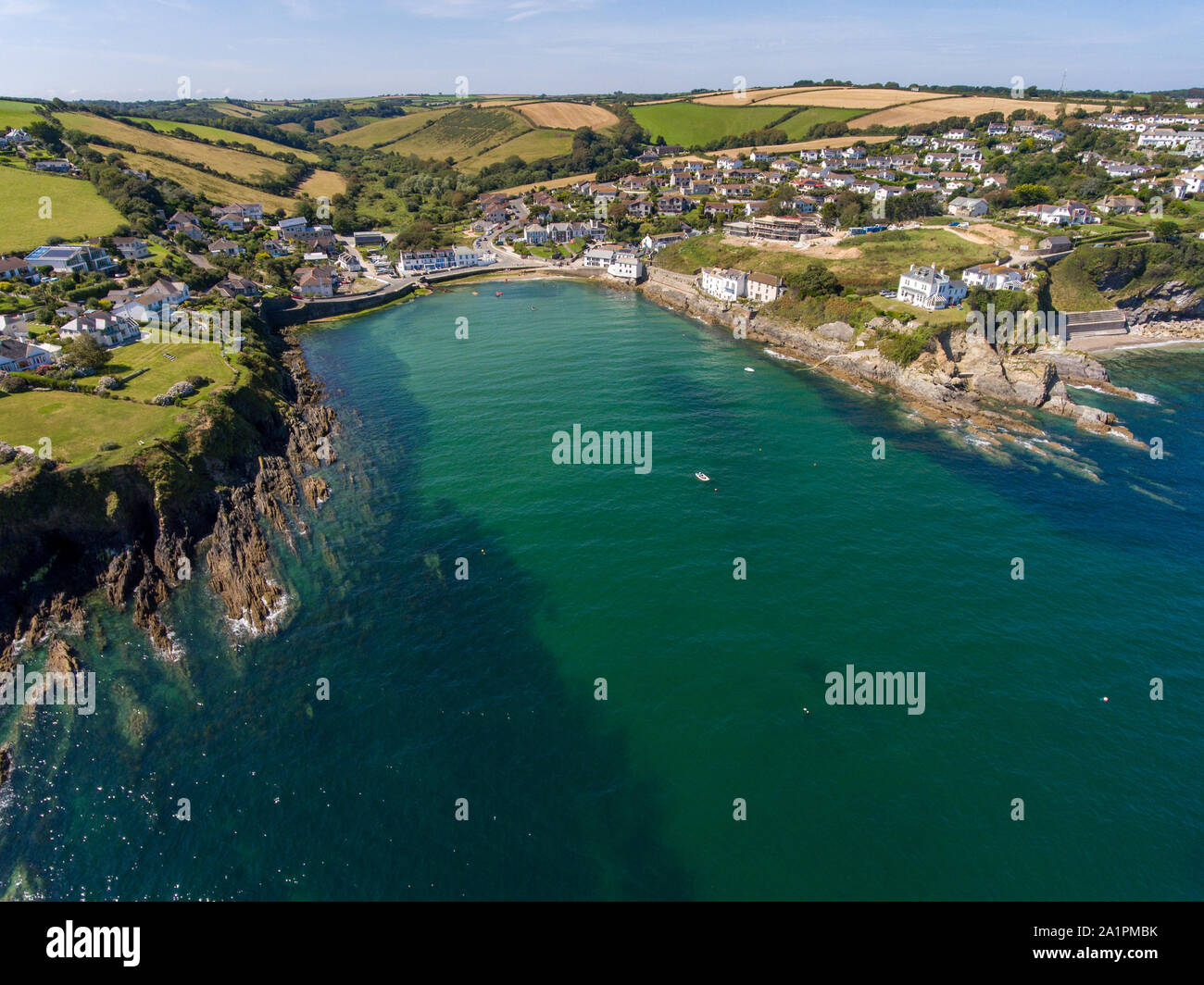 Aerial view of Portholland Cornwall Stock Photo - Alamy
