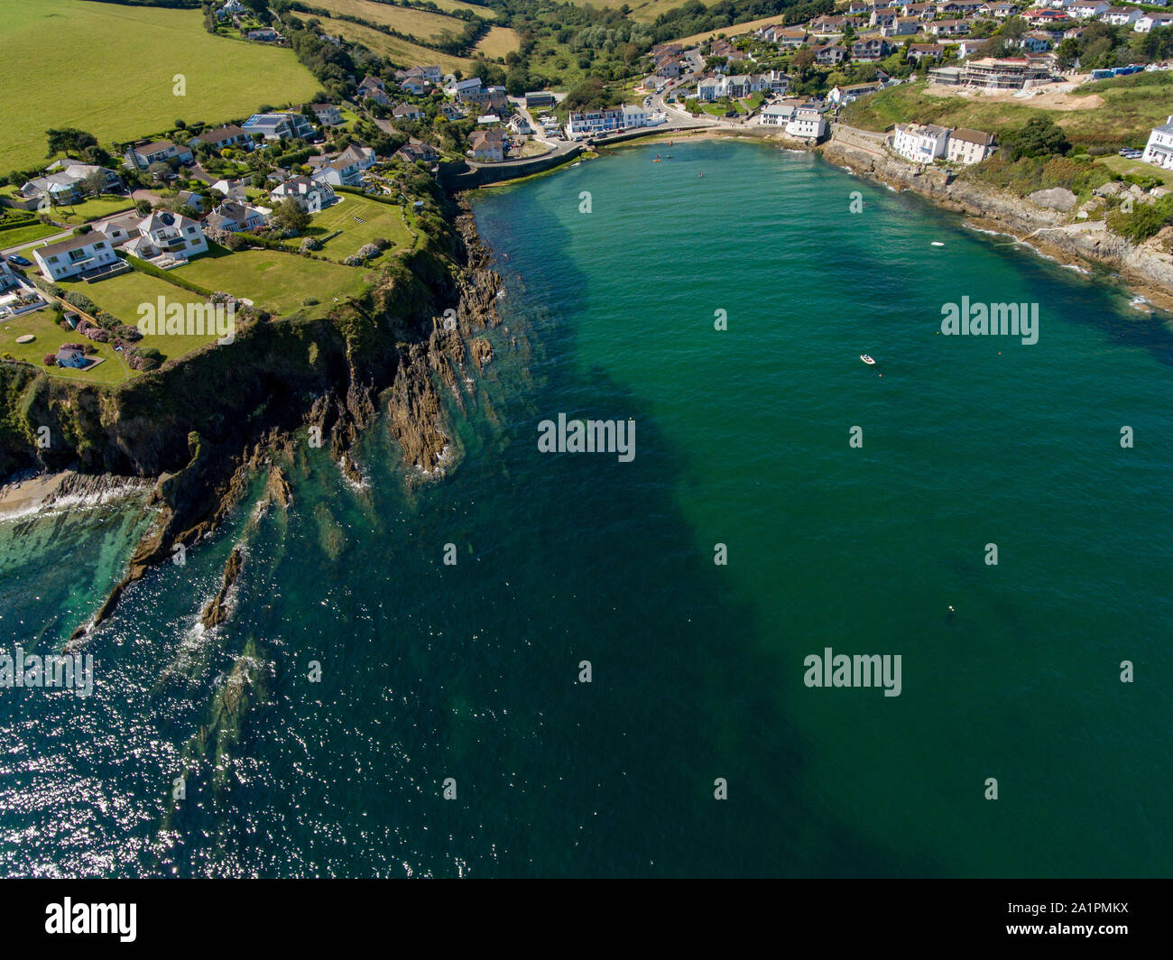 Aerial view of Portholland Cornwall Stock Photo - Alamy