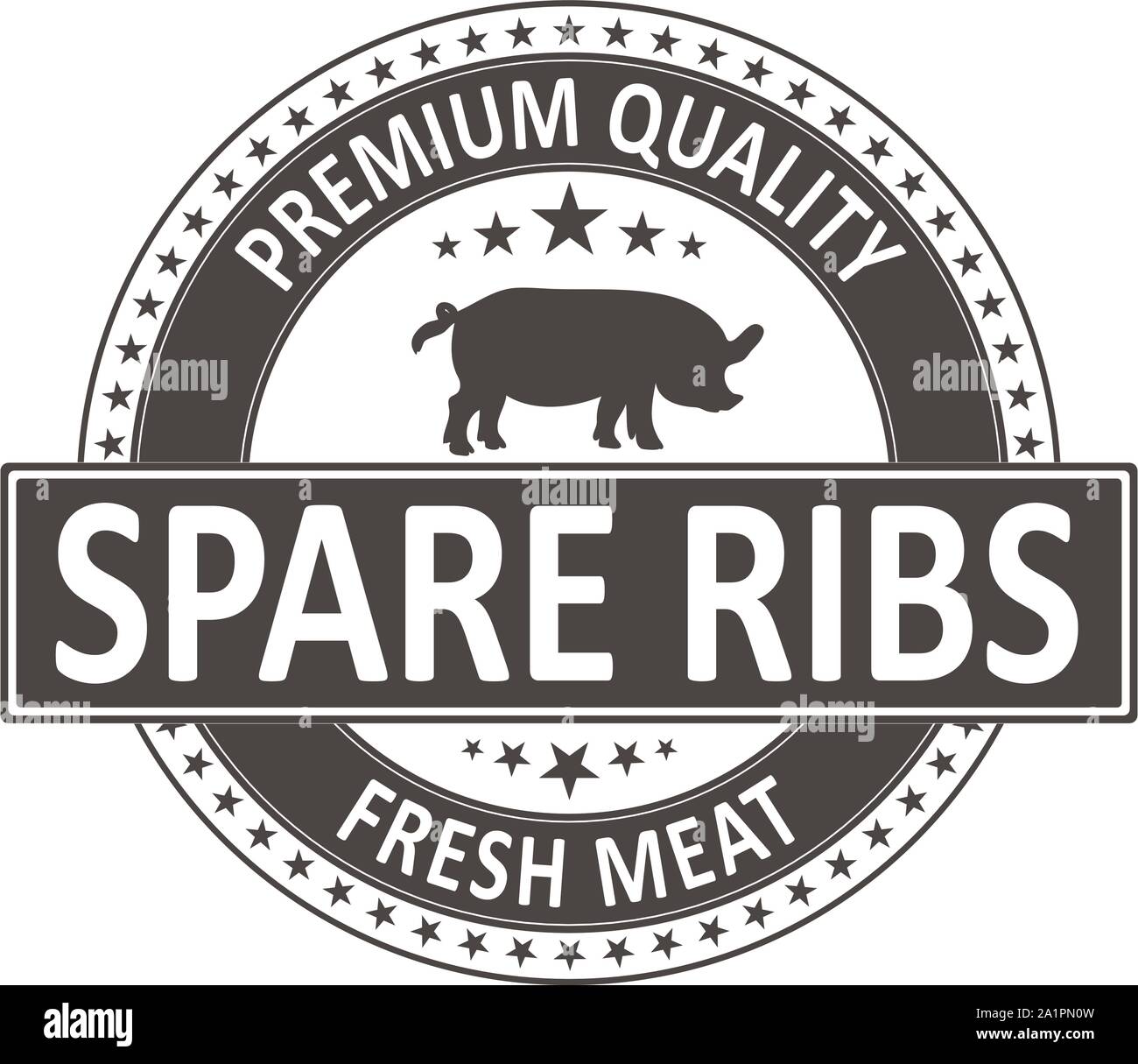 Vintage BBQ Spare Ribs Restaurant Sign on a white Background Stock ...