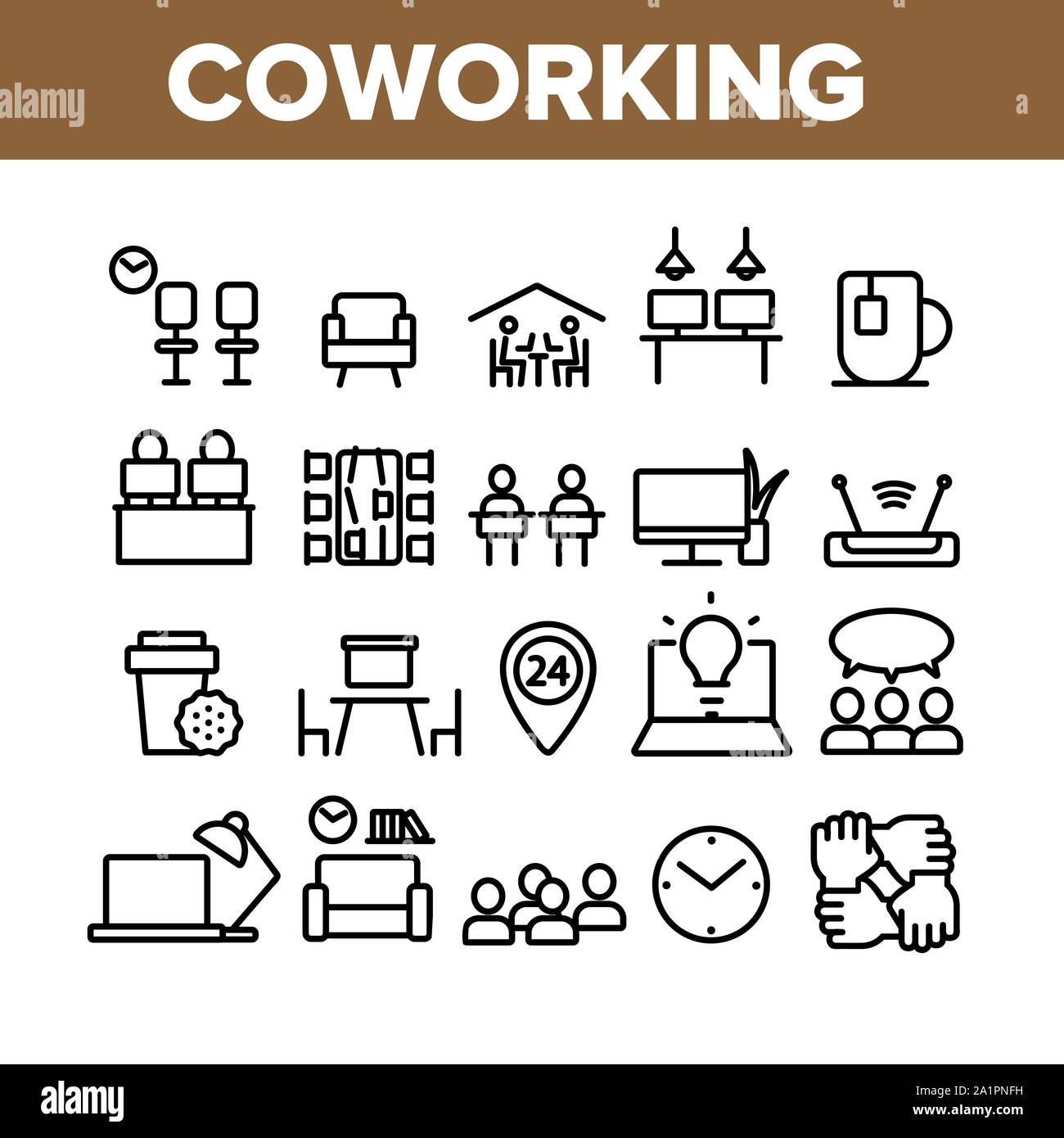 Coworking Collection Elements Icons Set Vector Stock Vector Image & Art ...