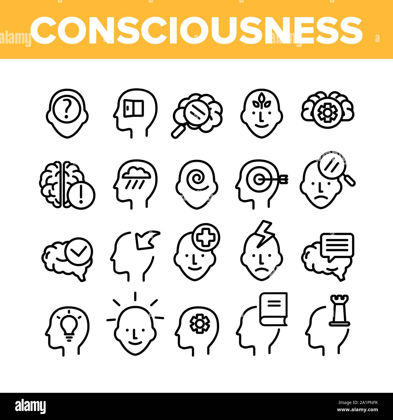 Consciousness Collection Elements Icons Set Vector Stock Vector Image ...