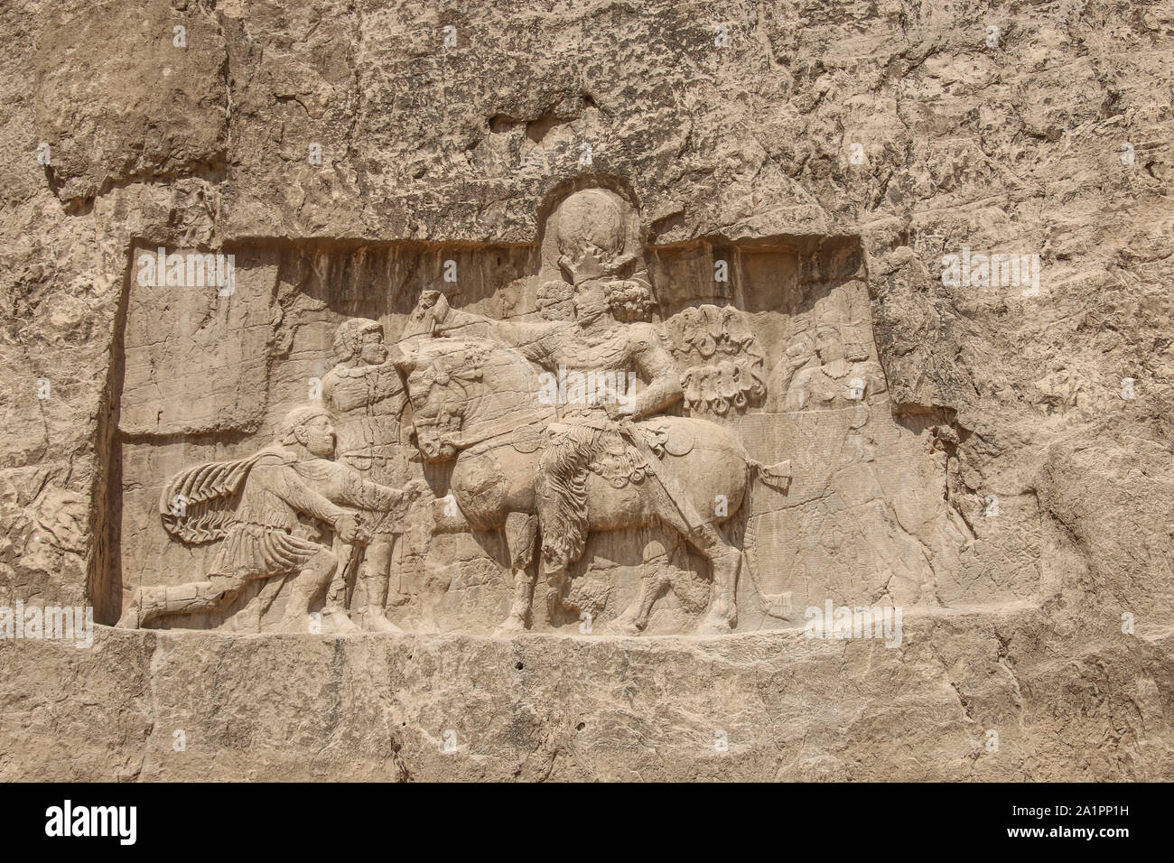 Famous carving (bas-reliefs )from necropolis Naqsh-e Rustam, Iran Stock ...