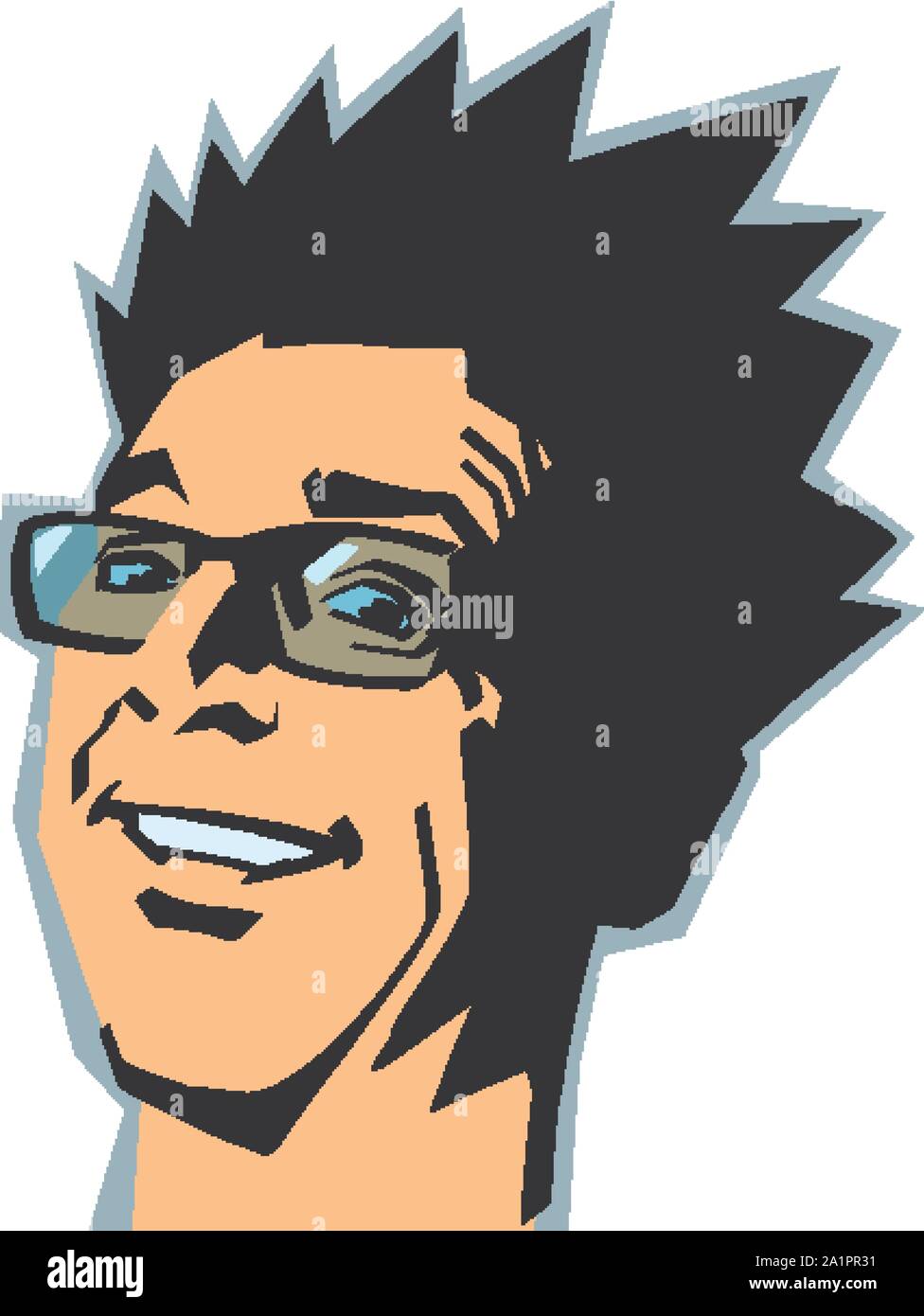 smiling man. joyful emotions comic cartoon pop art retro vector ...