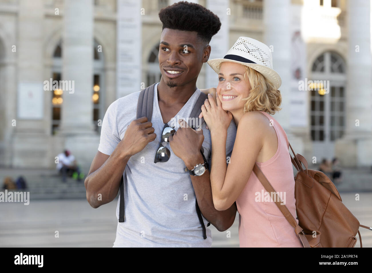 multiracial couple on city break Stock Photo - Alamy
