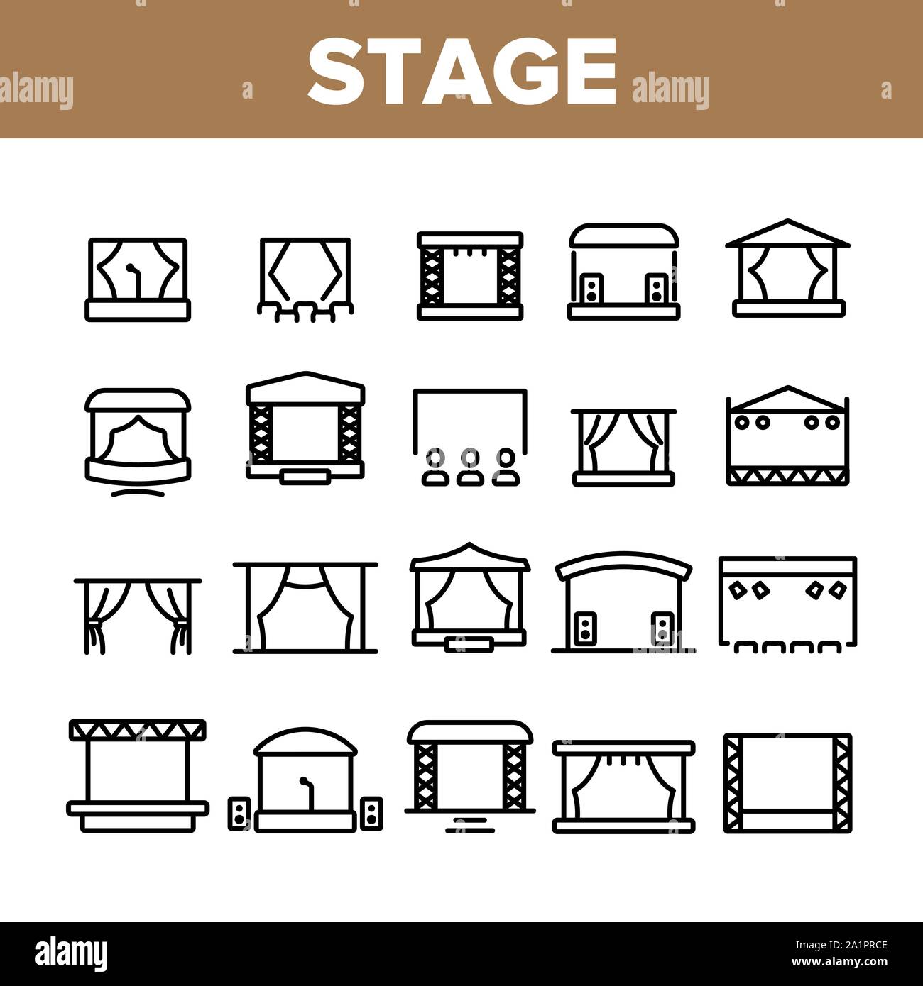 Stage Construction Collection Icons Set Vector Stock Vector Image & Art ...