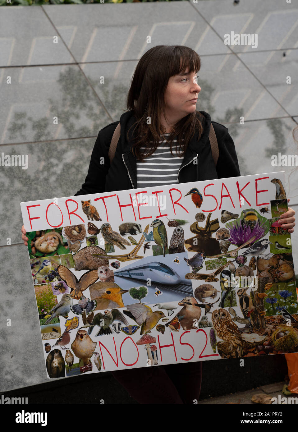 Protesters demonstrating against the HS2 high speed railway outside the ...