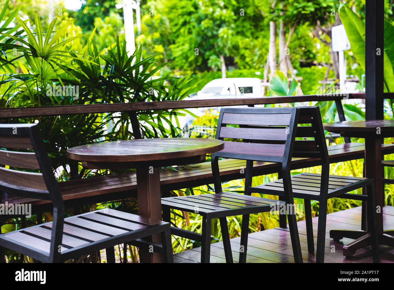 The Outdoor patio chair and table. Outdoor wooden patio chair and table ...