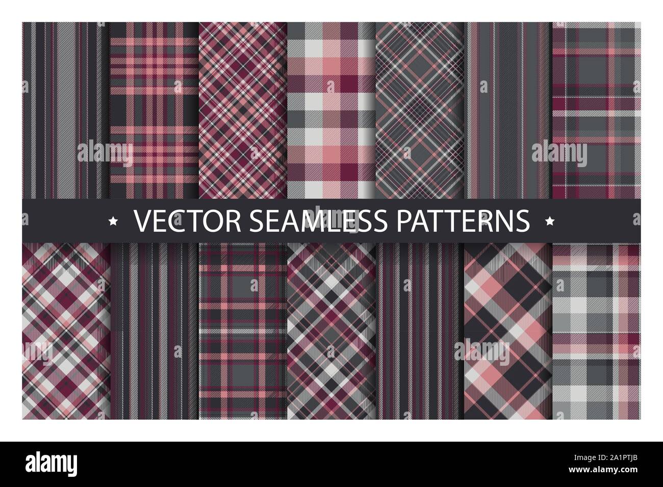 Set plaid pattern seamless. Tartan patterns fabric texture. Checkered ...
