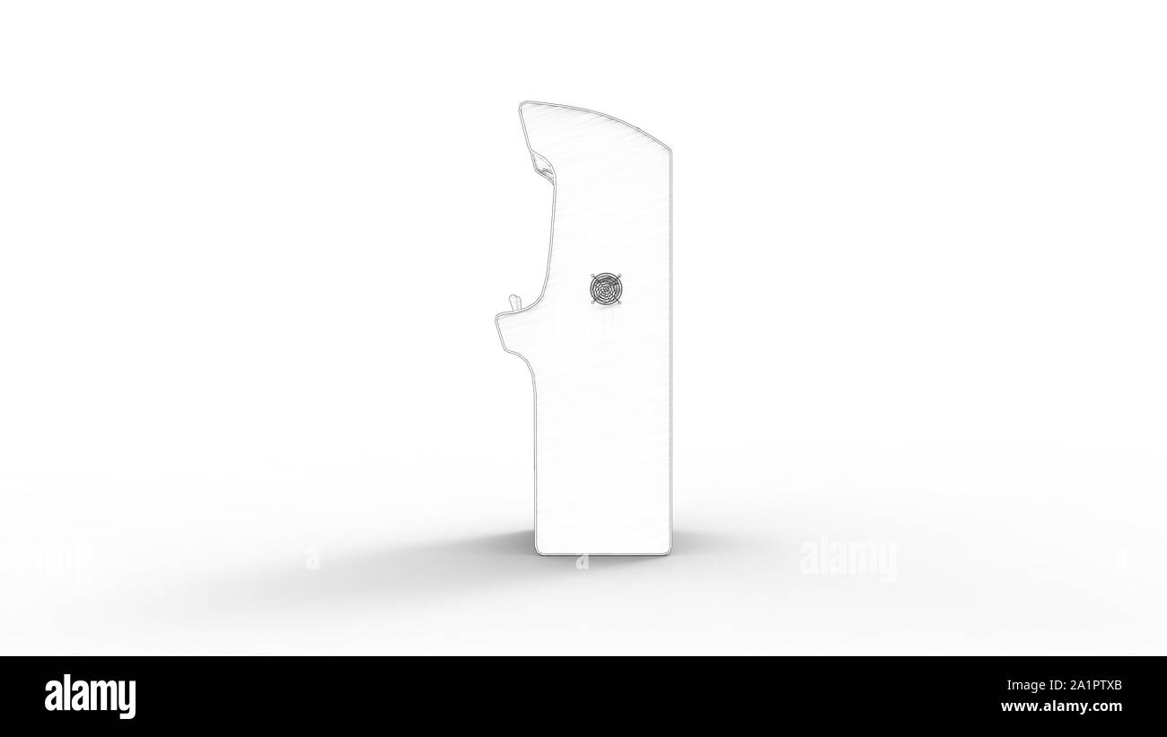 3d rendering of a arcade machine line drawing isolated in white ...