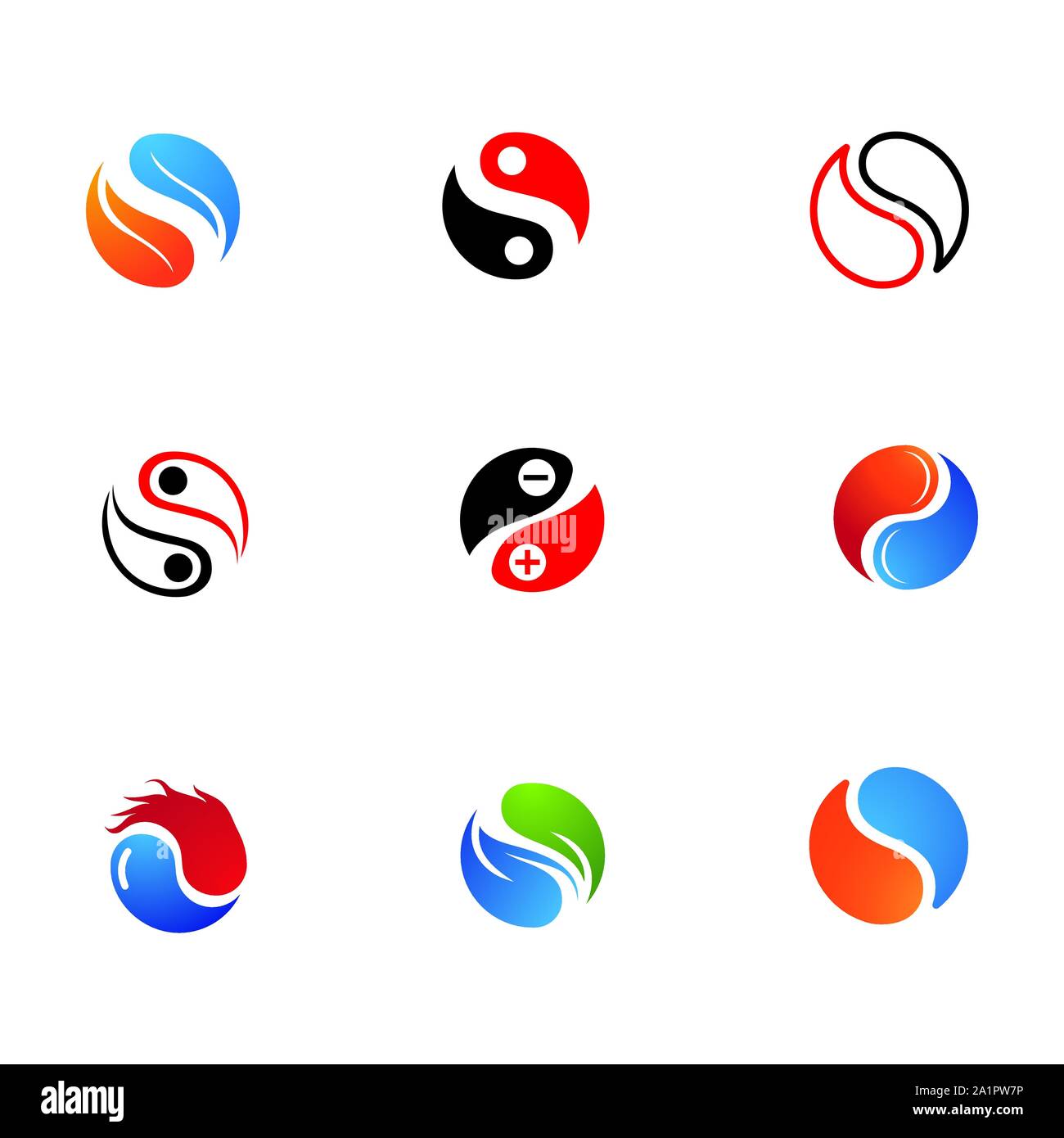 Yin yang logo and symbol icon vector template Stock Vector Image & Art ...
