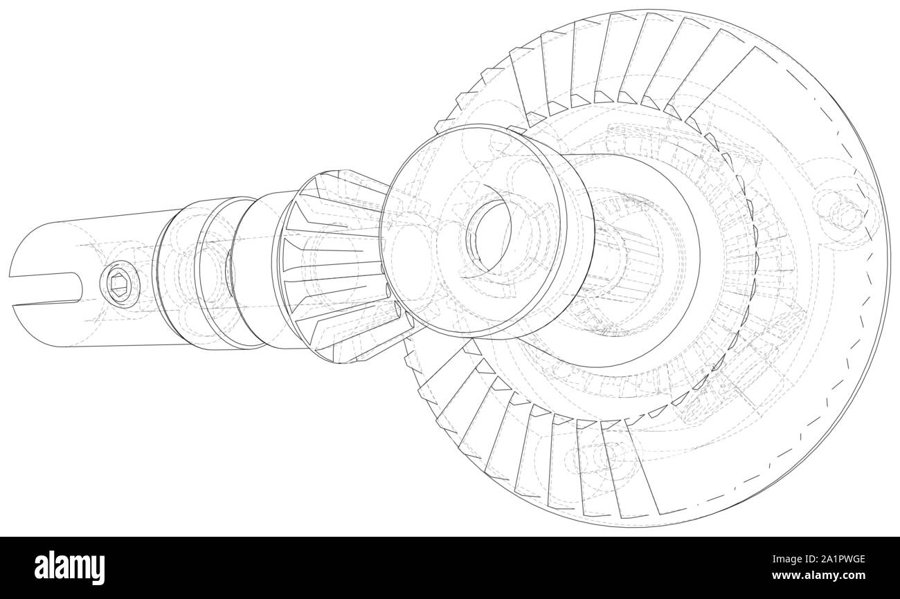 Automobile car gearbox with toothed wheels. Inside view on gearbox ...