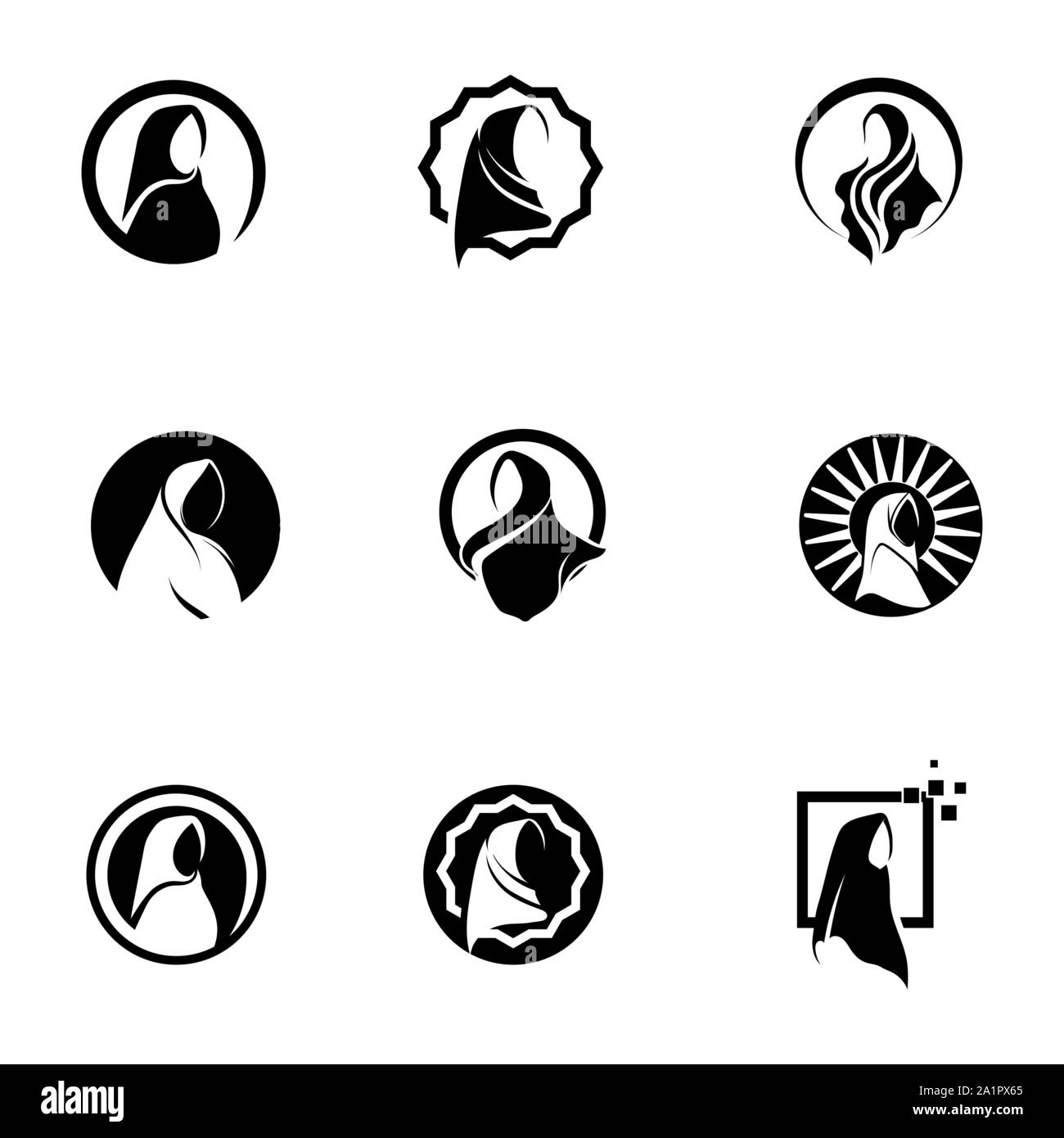 Hijab woman icon vector Black and White Stock Photos & Images - Alamy