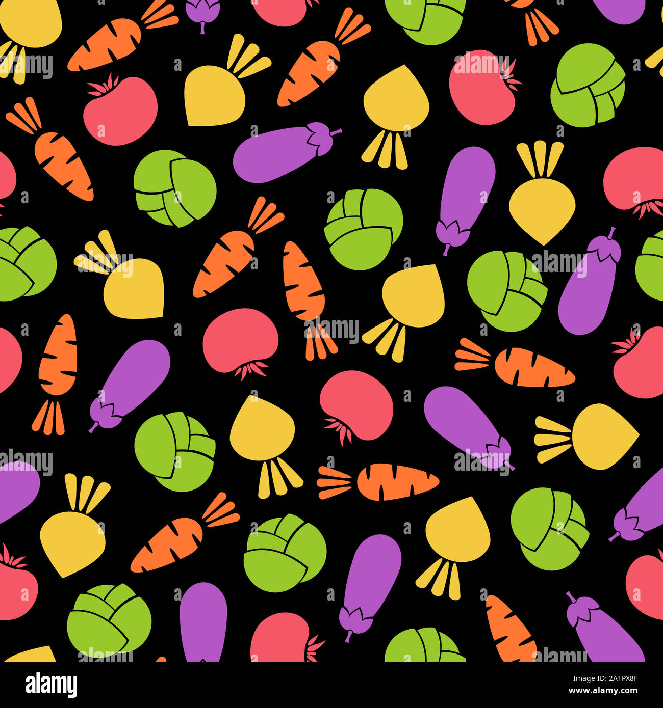 Outline seamless vegetable background flat illustration. Modern ...