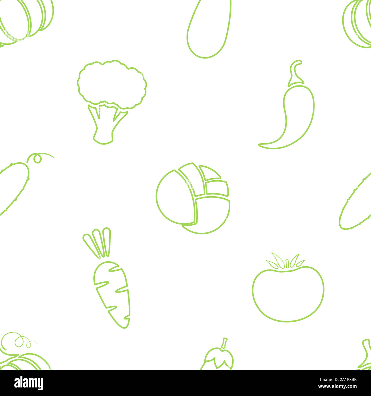 Outline vegetable seamless pattern flat illustration. Natural food ...