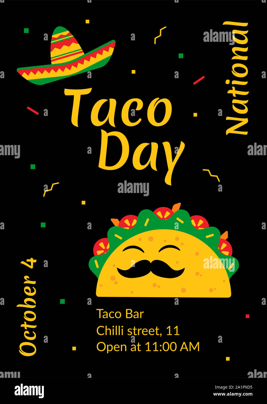 National taco day celebration cafe poster design. Traditional ...