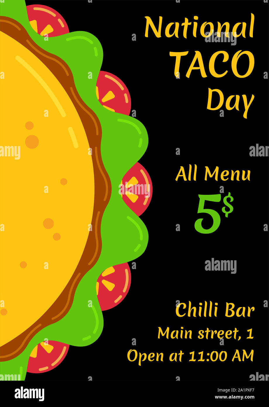 illustration for national taco day celebration on October 4th ...