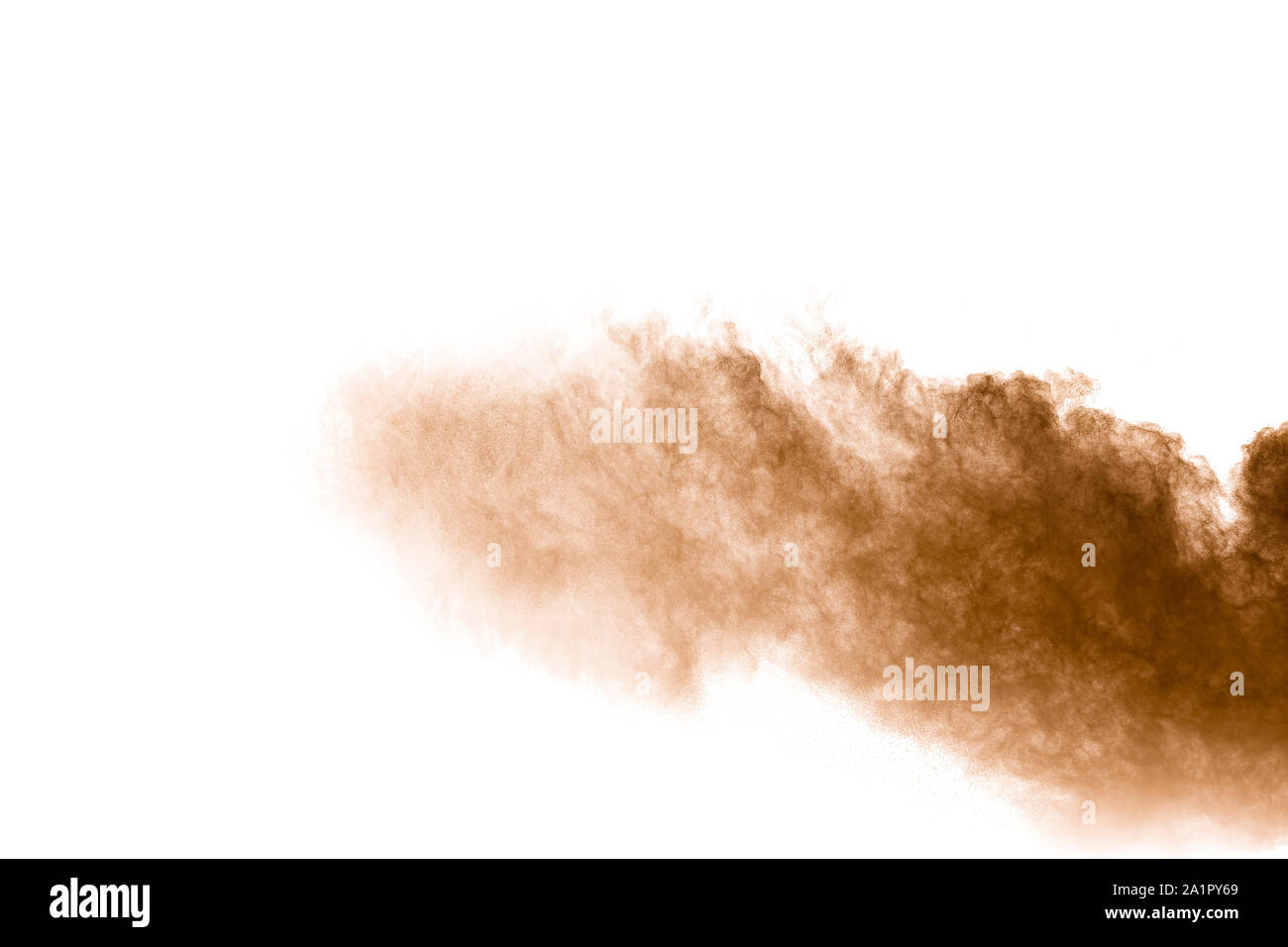 Brown powder explosion on white background Stock Photo - Alamy