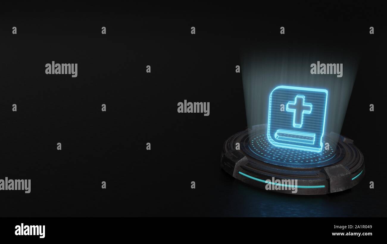 blue stripes digital laser 3d hologram symbol of bible render on old ...