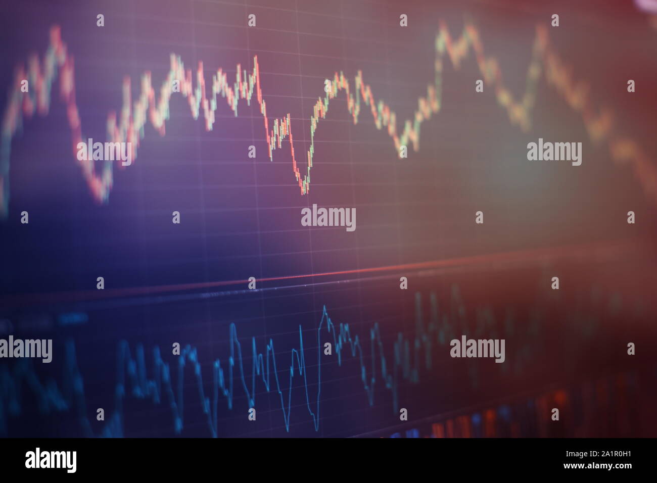 Display of Stock market quotes. Business graph. Bullish Bearish trend ...