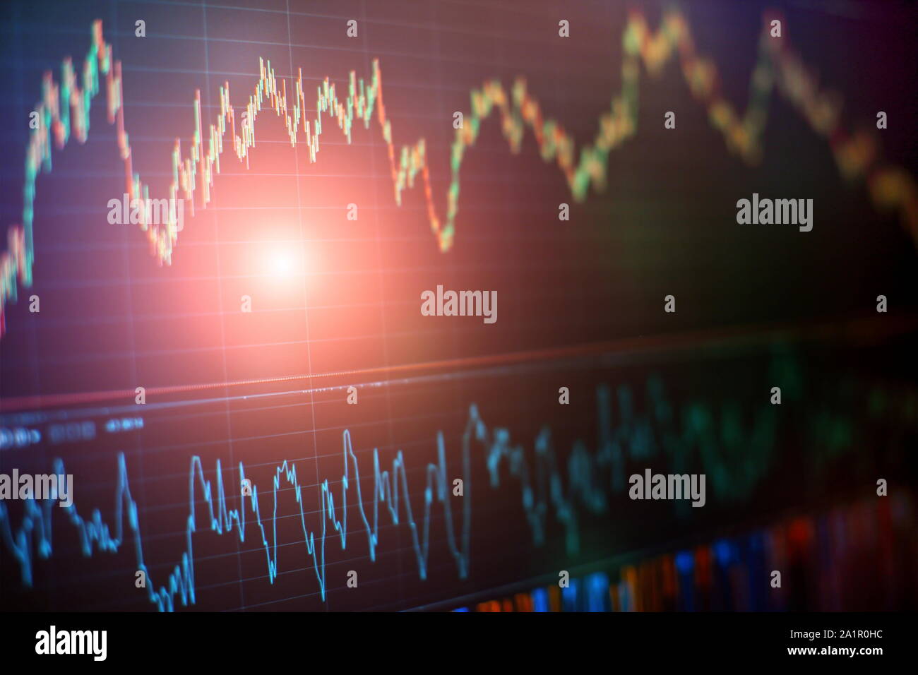 Display of Stock market quotes. Business graph. Bullish Bearish trend ...