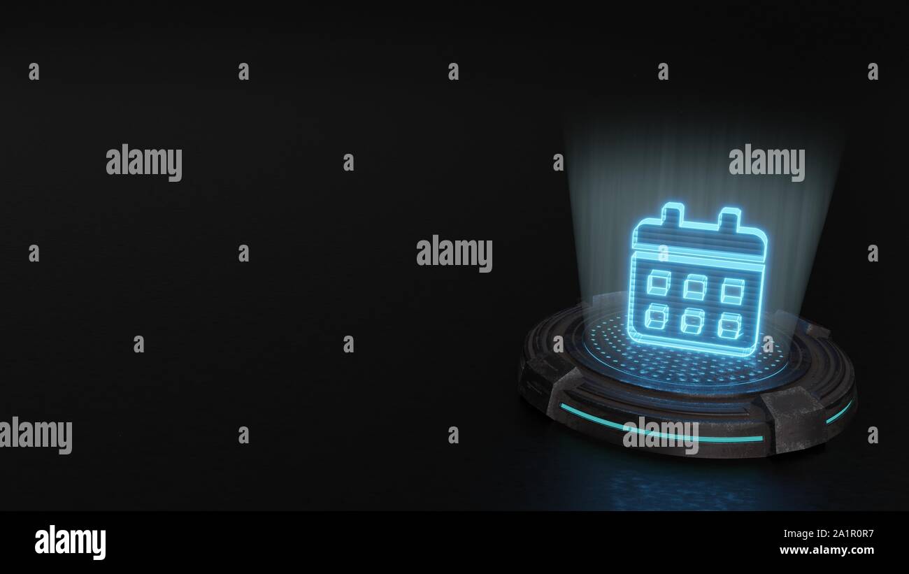 blue stripes digital laser 3d hologram symbol of calendar with weeks ...