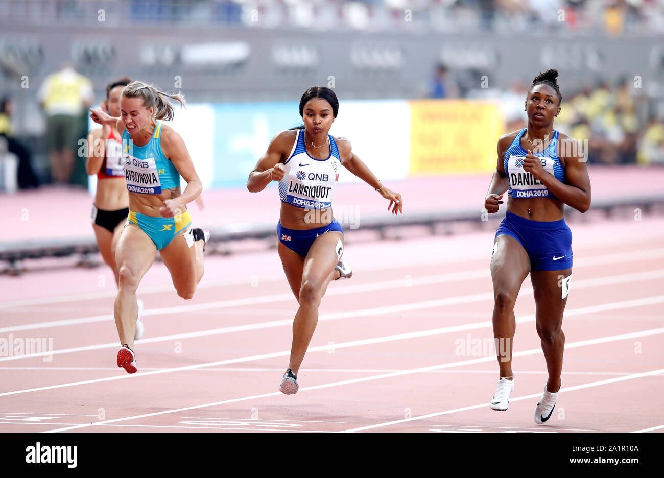Great Britain's Imani Lansiquot (centre) in action in the Women's 100m ...